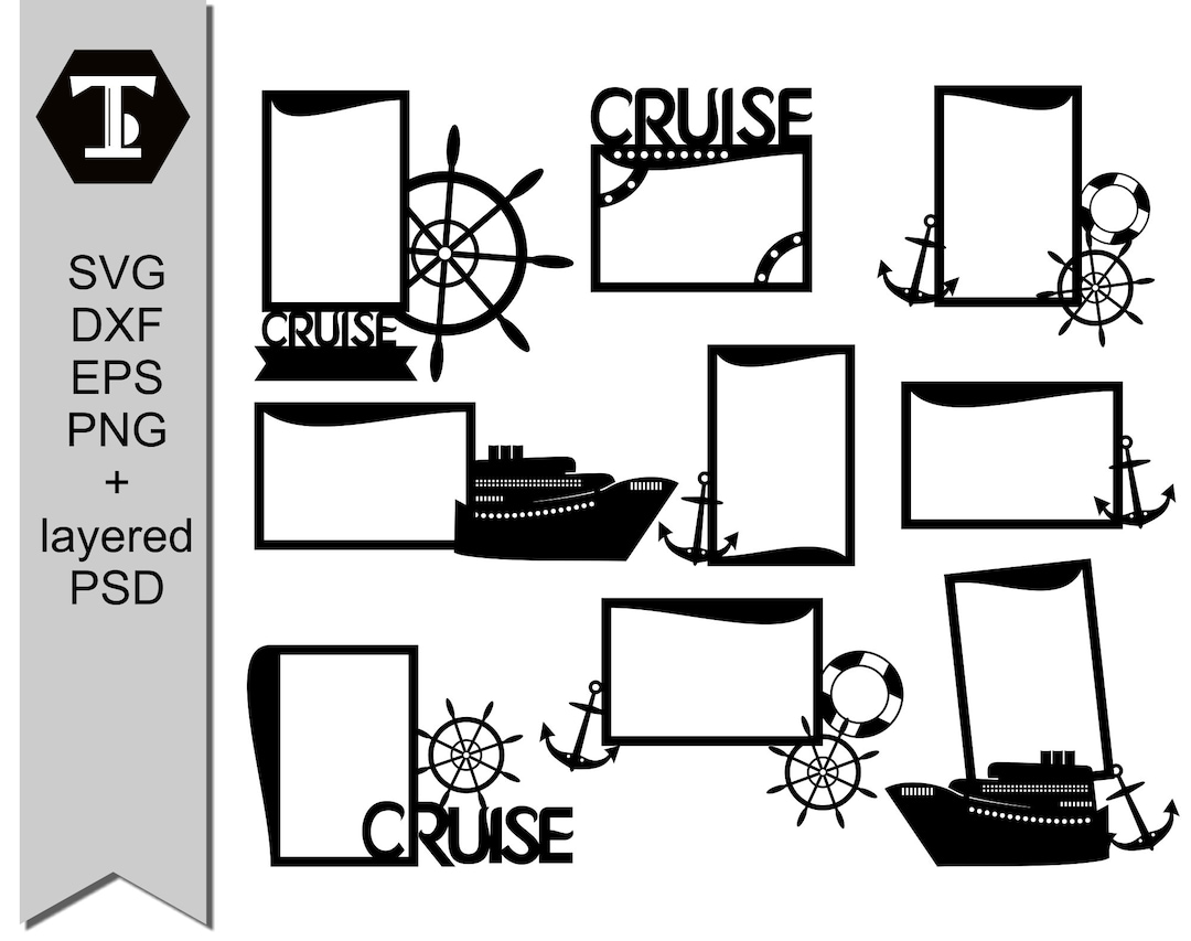 Cruise-themed 4x6 Photo Frames Templates - SVG Files for Cricut and ...