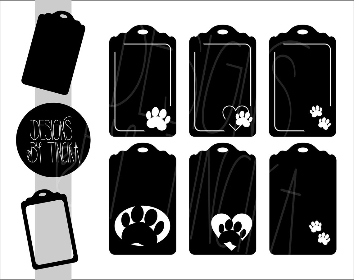 Paw Print SVG PNG Tag Template for Cricut Silhouette Etc. - Etsy