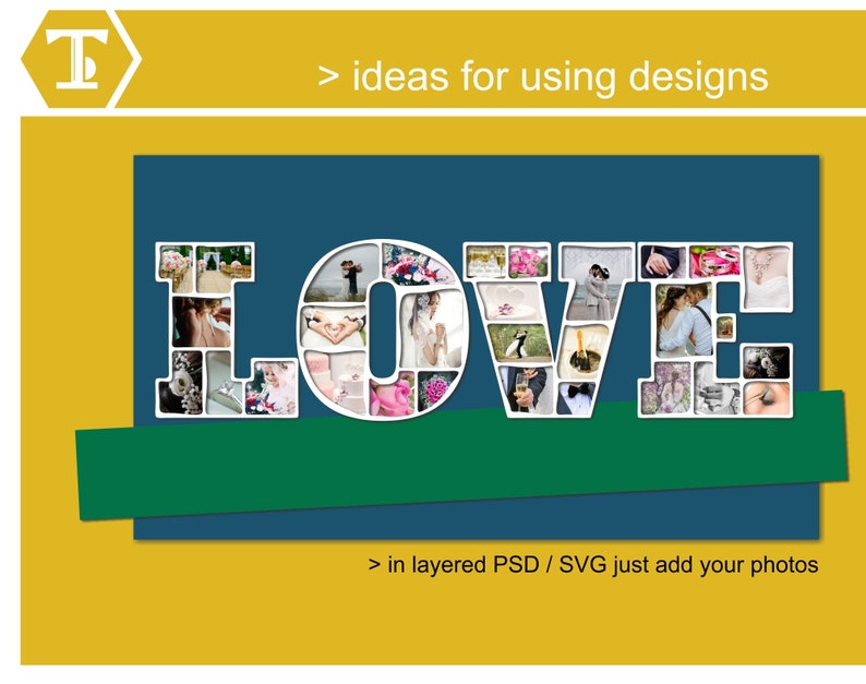 LOVE Photo Collage Template Photo Grid or Digital Story - Etsy