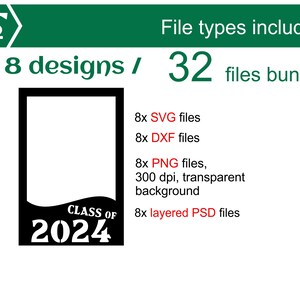 Class of 2024 SVG Frames Bundle. Vector DXF, Eps and Png Layered PSD ...