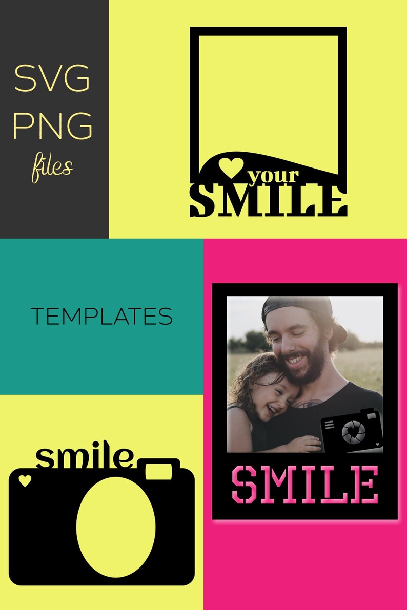Smile SVG Picture Frame Scrapbook Overlay. | Etsy