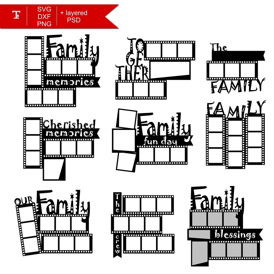 Family Photo Collage Frames SVG Bundle - 9 SVG Photo Collage Frames ...