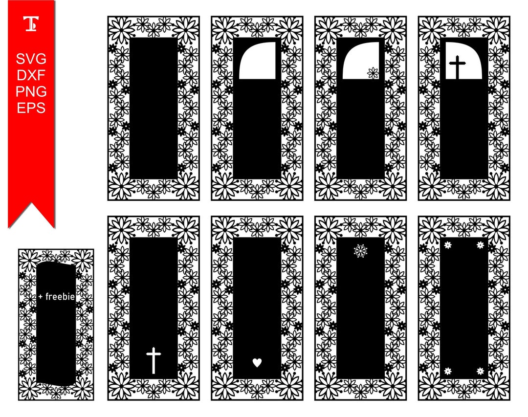 8 Memorial Bookmark SVG, Dxf, Png, Eps DIY Templates Bundle. Set of ...