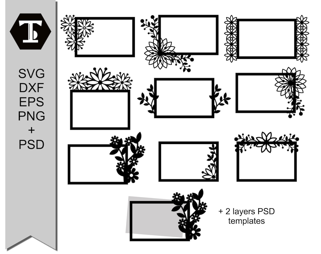 Floral Photo Frame SVG Bundle: Collage Templates, Laser Cut Files - Etsy
