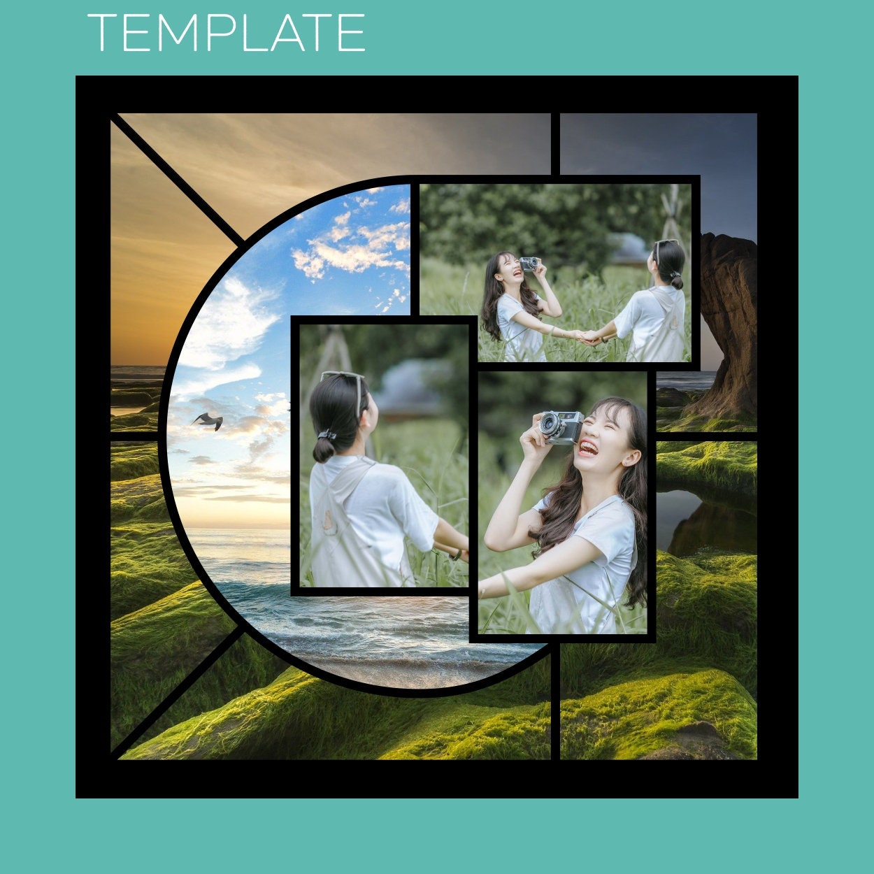 Photo collage template or digital scrapbooking layout bundle | Etsy