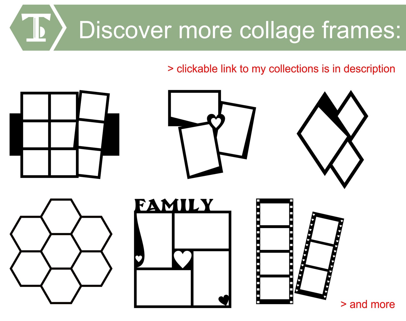 3 Picture Collage Frames Rectangle and Squares Bundle of - Etsy