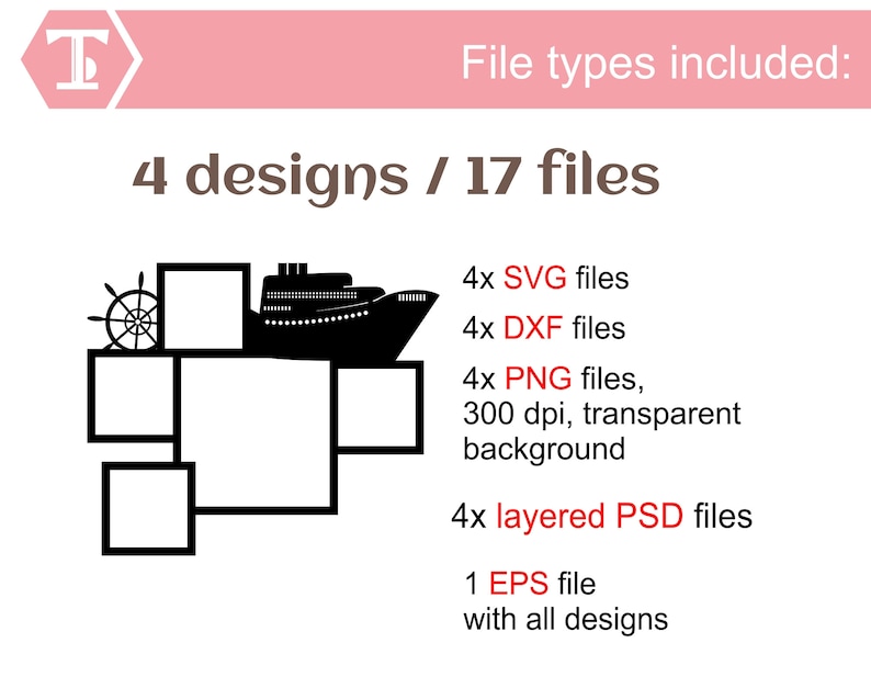 Cruise SVG Photo Collage Template Bundle - Scrapbooking Frame & Layered ...