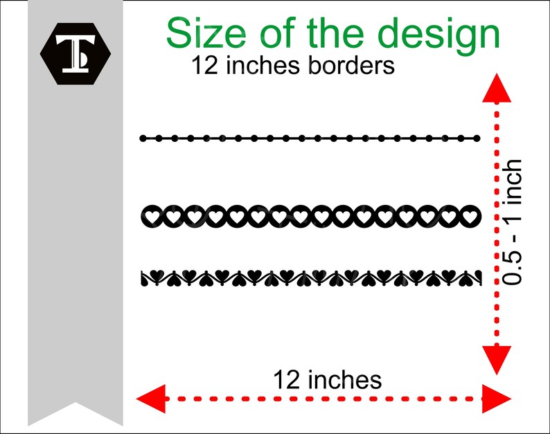 12 Inches Lace Borders With Hearts. Bundle of 12 Designs of | Etsy