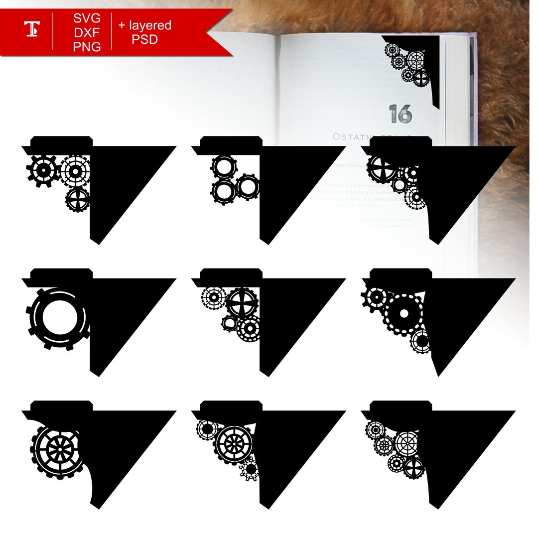 9 Corner Bookmark SVG Templates – Steampunk Edition, Cut Files for DIY ...
