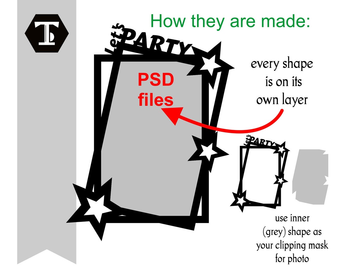 Lets Party Photo Frame Templates Scrapbook Overlays Cut | Etsy