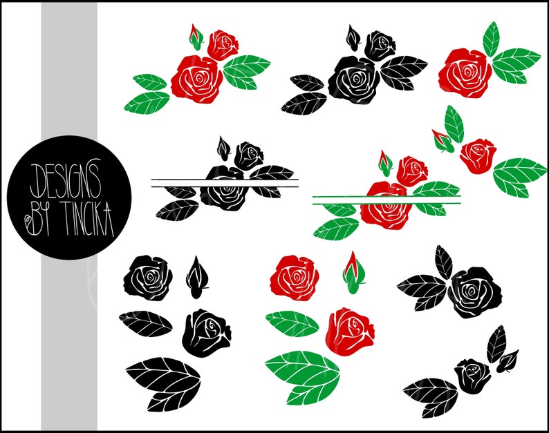 Split Monogram Svg Rose Svg Flower Cut Files For Cricut Or Etsy
