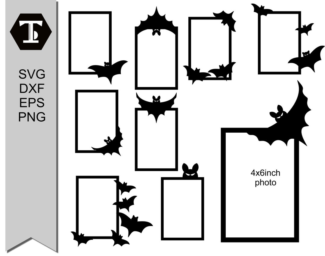 Halloween Bats SVG Decorative Picture Frame Templates, Scrapbook ...