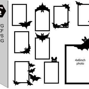 Halloween Bats SVG Decorative Picture Frame Templates, Scrapbook ...