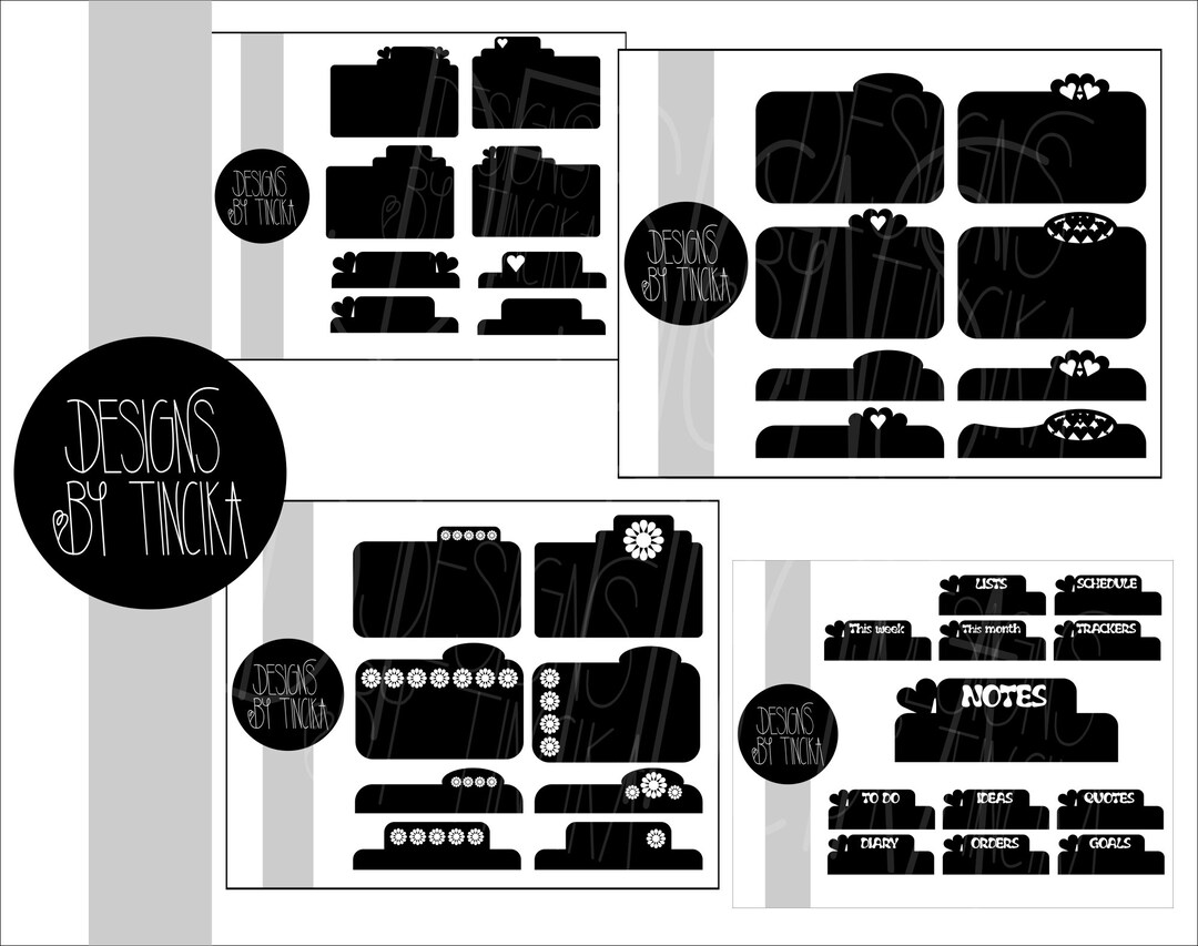 Scrapbooking Divider and Page Tabs Templates, SVG and PNG Files Mega ...