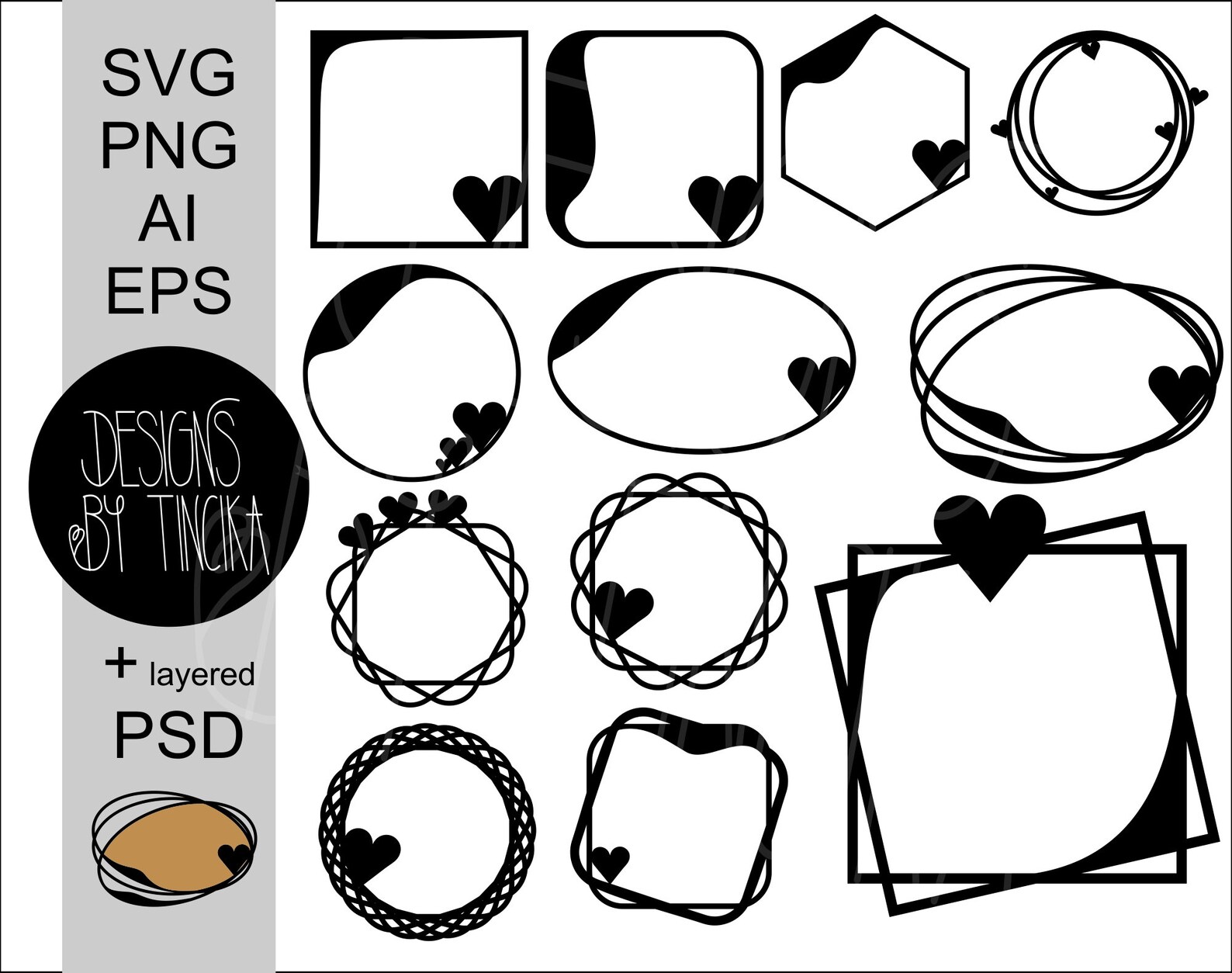 Photo Frames SVG Files for Cricut and PNG Black Templates for - Etsy