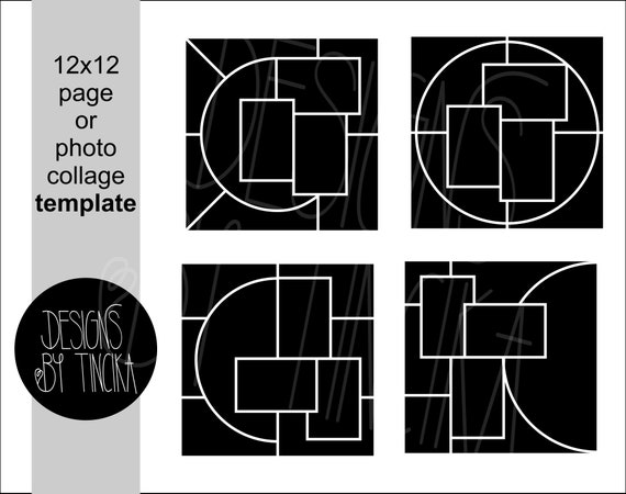 Photo collage template or digital scrapbooking layout bundle | Etsy