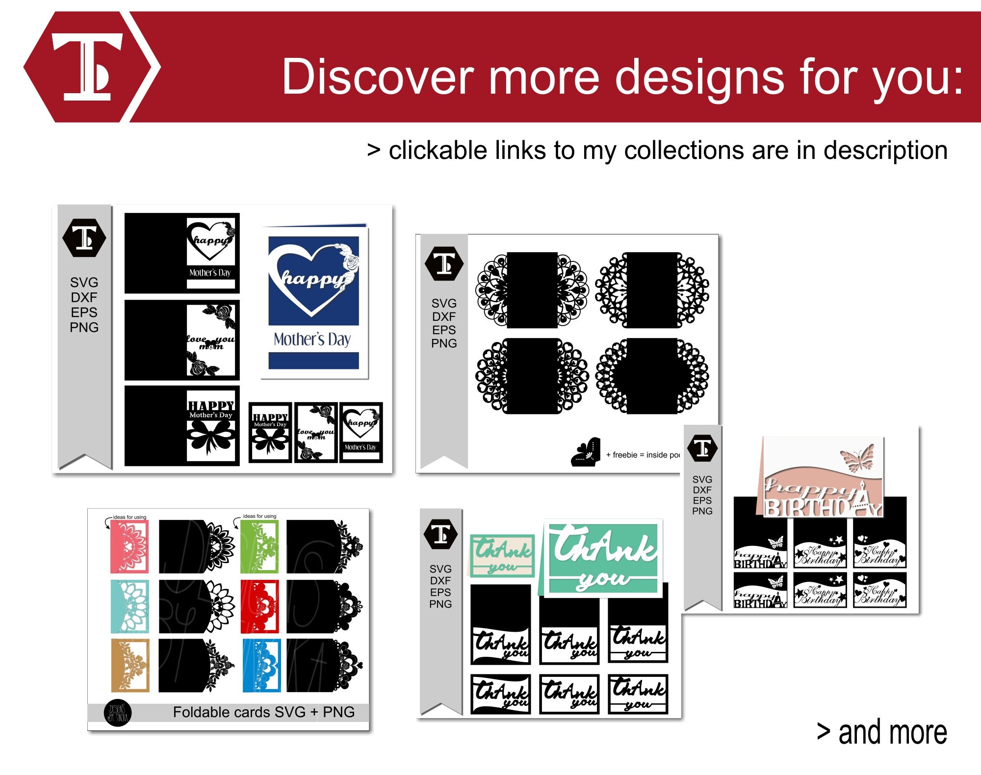 5x7 Mother's Day Card SVG Templates Bundle Dxf Eps Png - Etsy