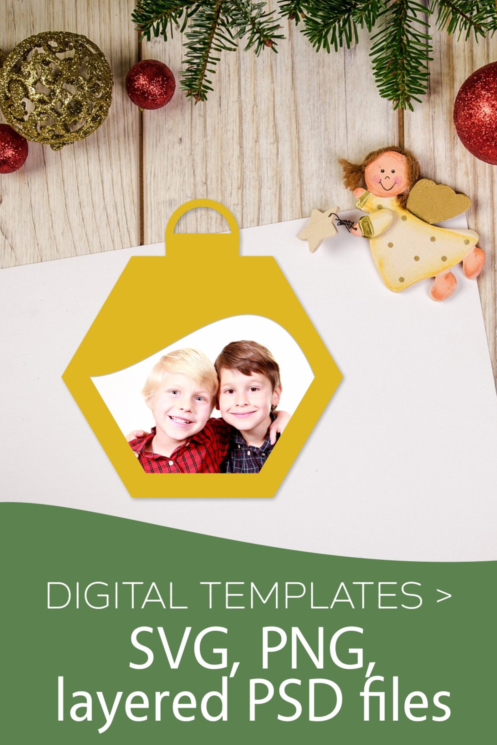 Picture Frame Christmas Ornament SVG, PNG, Layered PSD Files, a Bundle ...