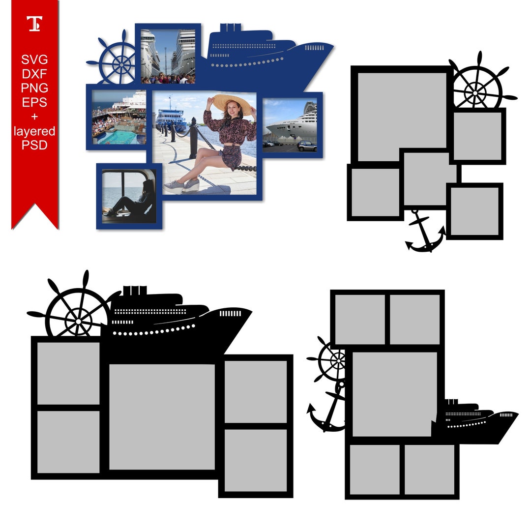 Cruise SVG Photo Collage Template Bundle - Scrapbooking Frame & Layered ...