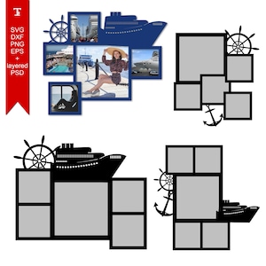 Cruise SVG Photo Collage Template Bundle - Scrapbooking Frame & Layered ...