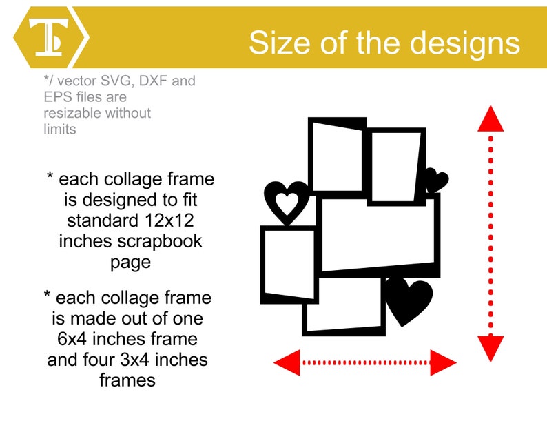 Heart Collage Frames, Layout Templates, Svg, Dxf, Png, Psd Files - Etsy