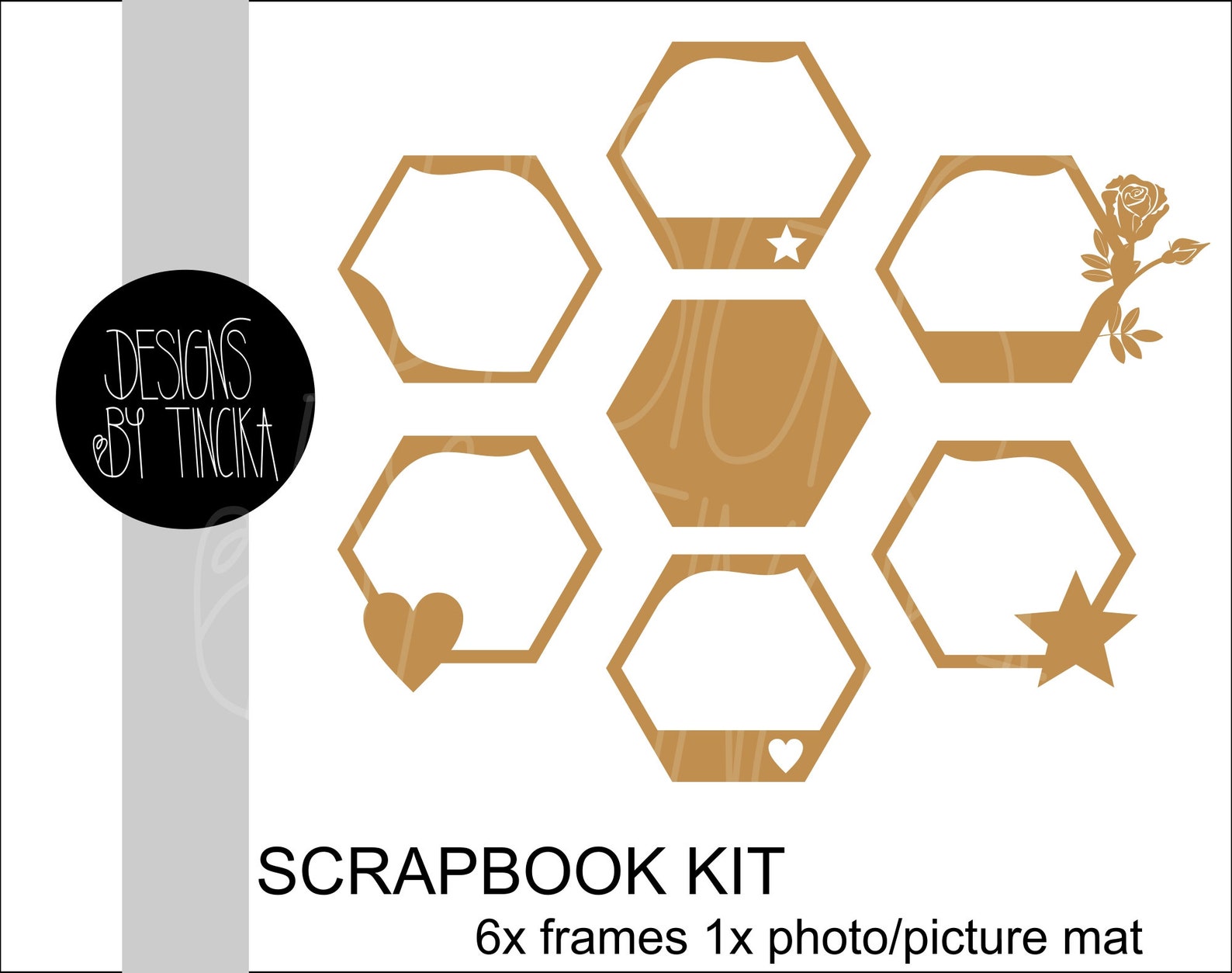 Hexagon Frame SVG Files for Cricut and PNG Black Templates for - Etsy