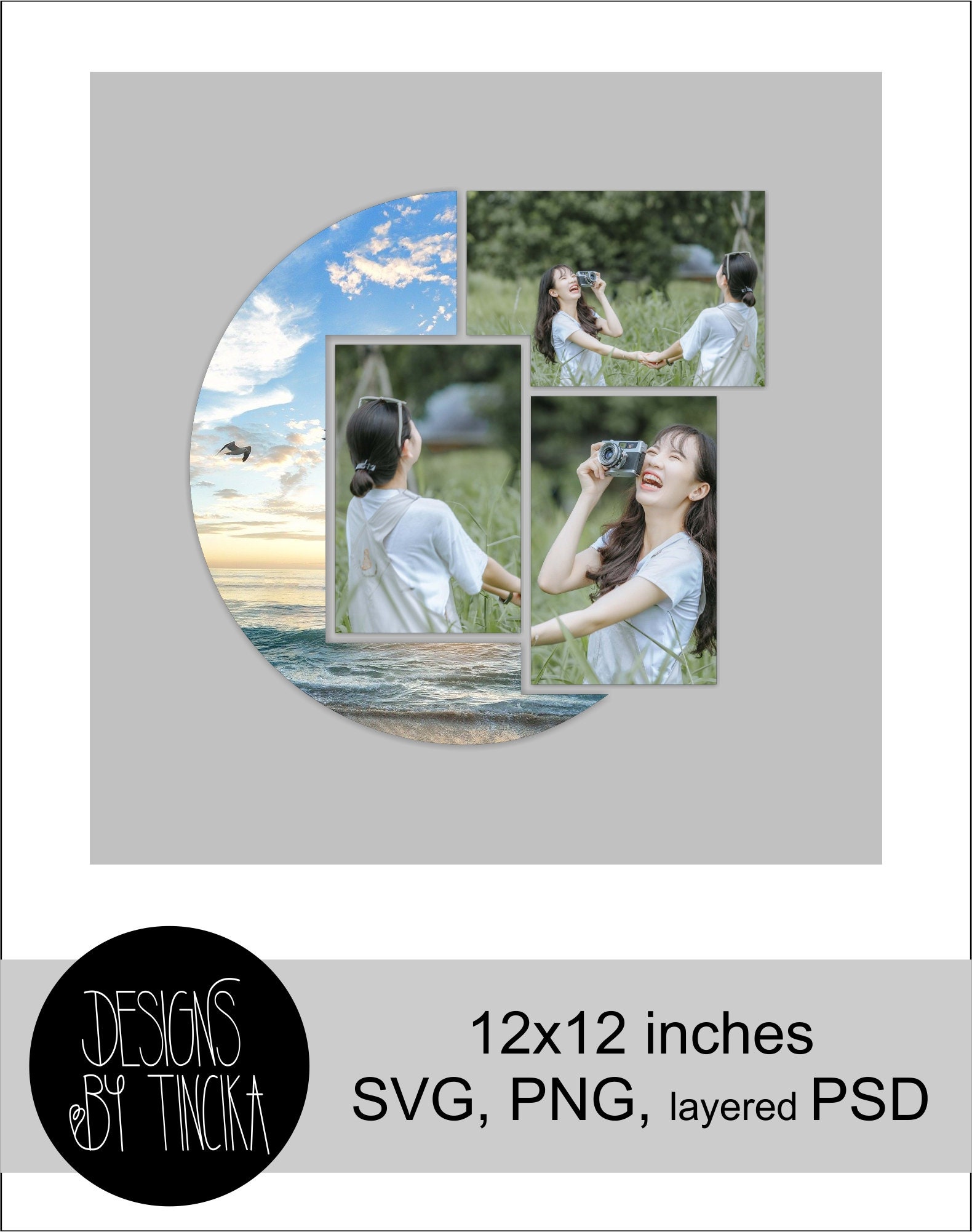 Photo collage template or digital scrapbooking layout bundle | Etsy