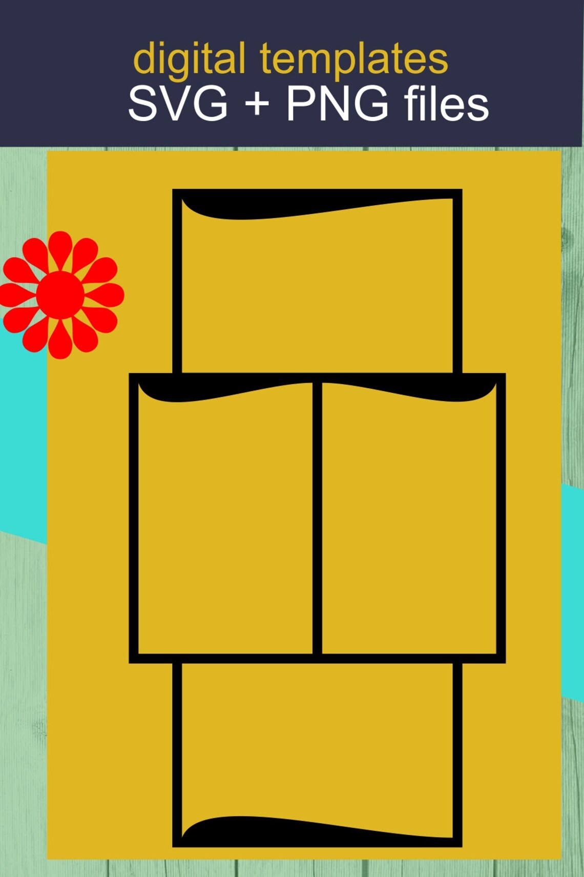 4 Picture Collage Frame Bundle SVG Files for Cricut and PNG | Etsy