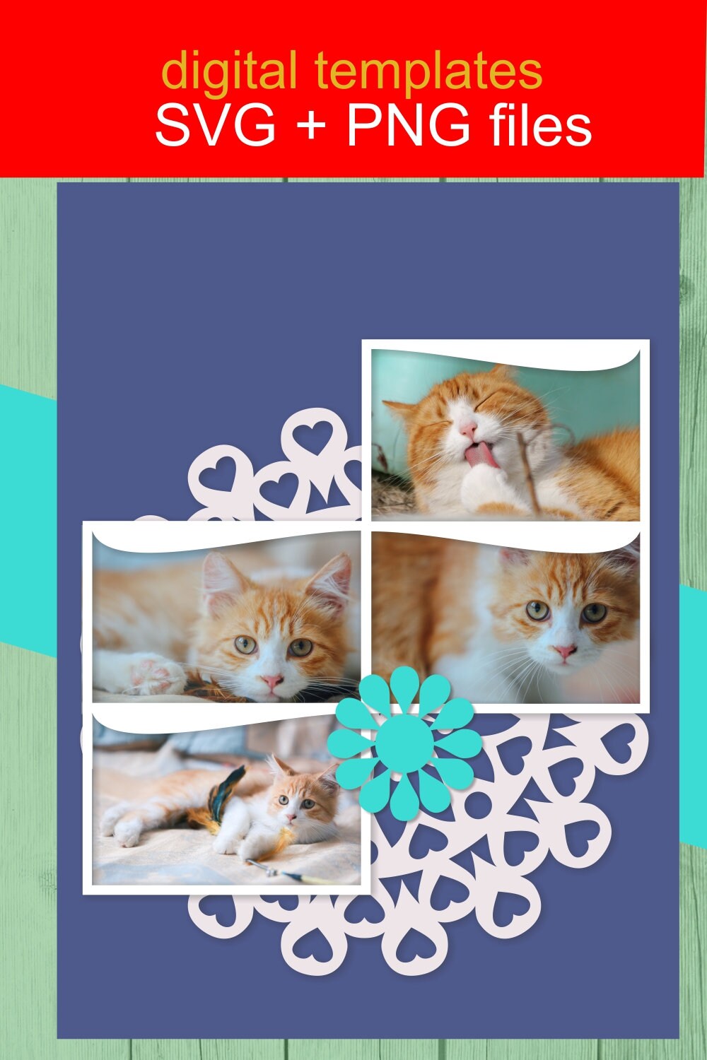 4 Picture Collage Frame Bundle SVG Files for Cricut and PNG | Etsy