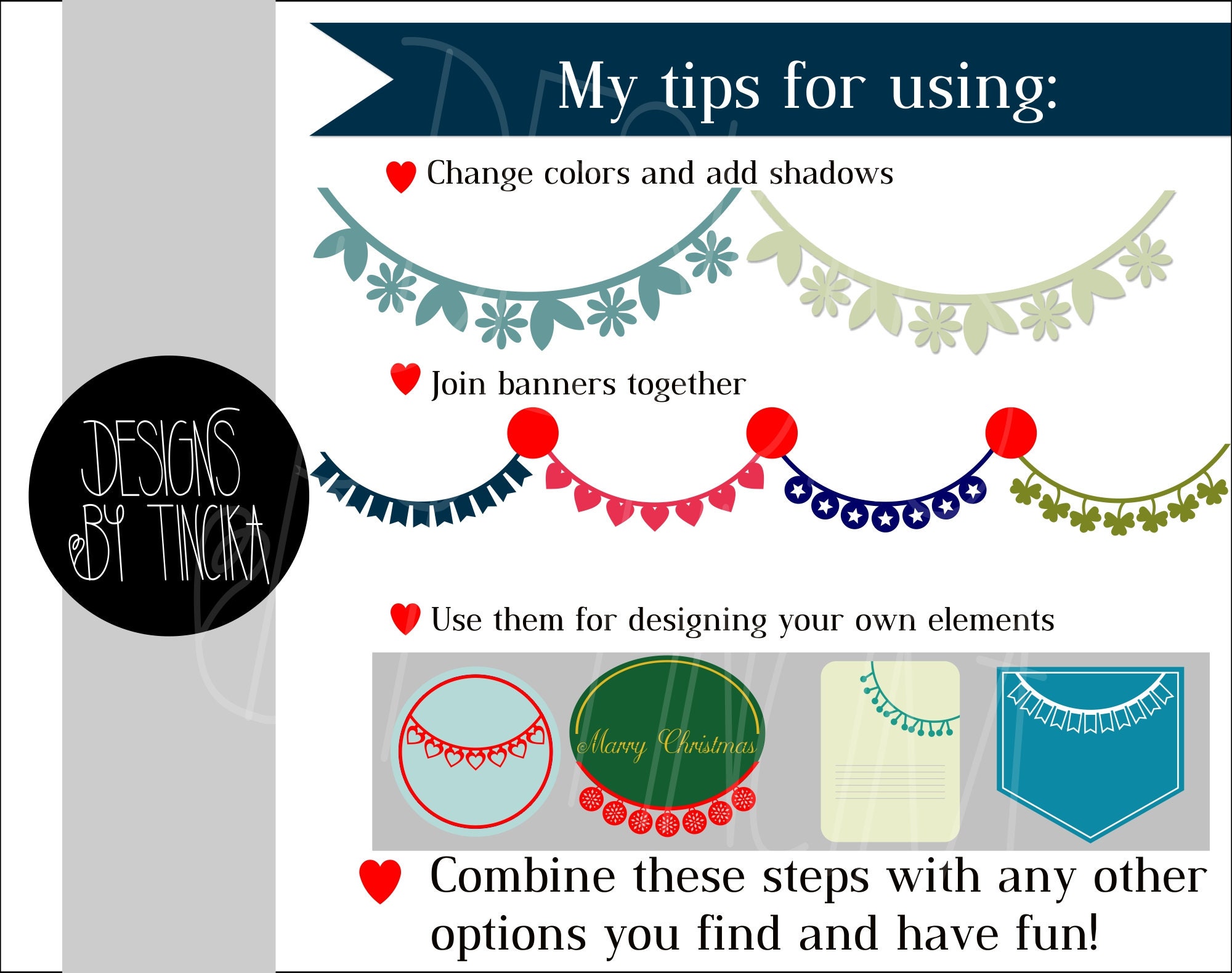 Bunting Banner SVG PNG Bundle. Unique Birthday Party Banners. - Etsy