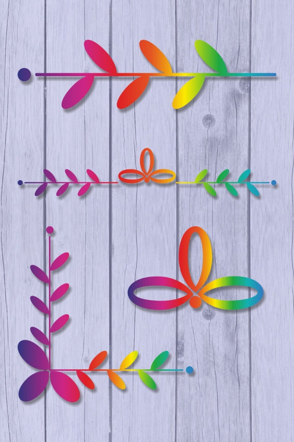 Flower border SVG PNG bundle 4 greenery border SVG | Etsy