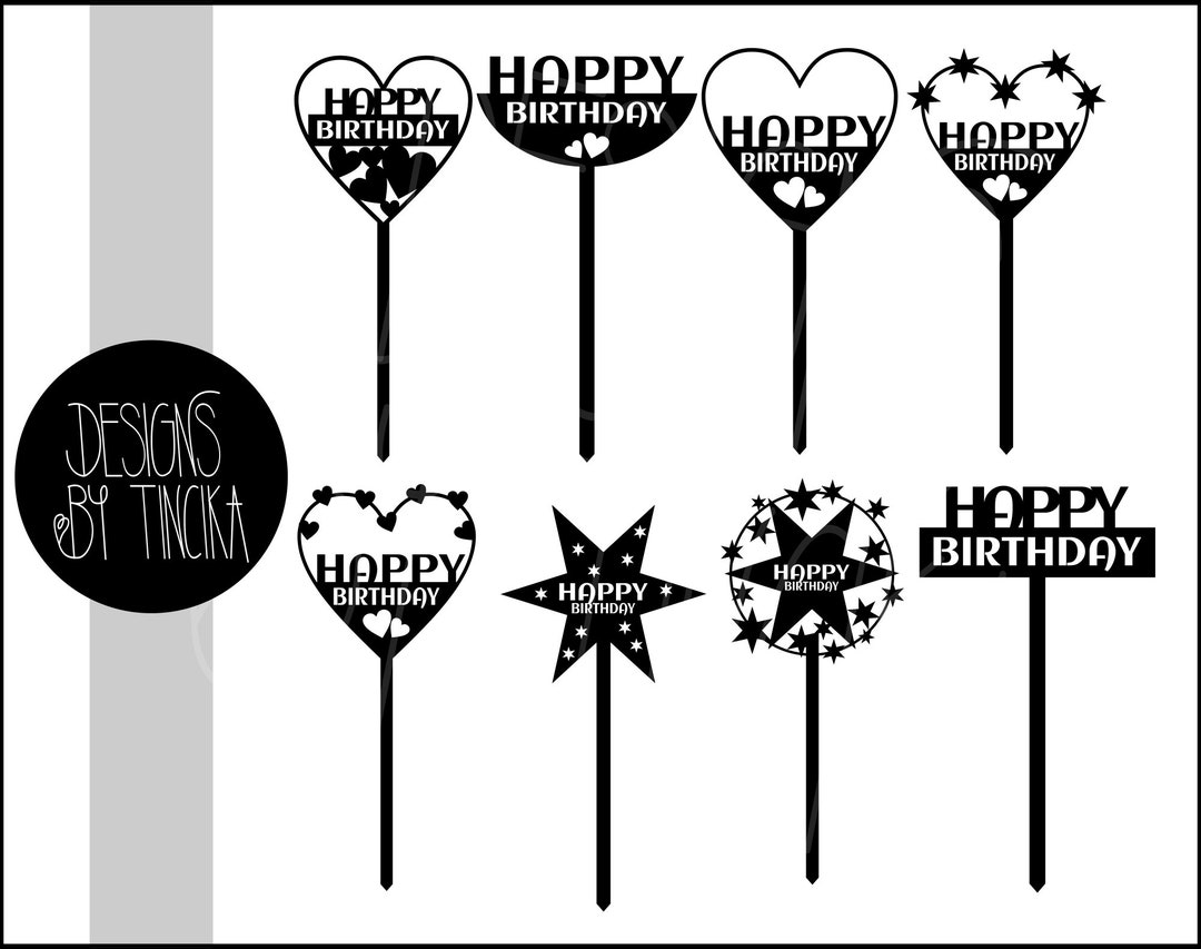Happy Birthday SVG Cake Topper Template - Etsy