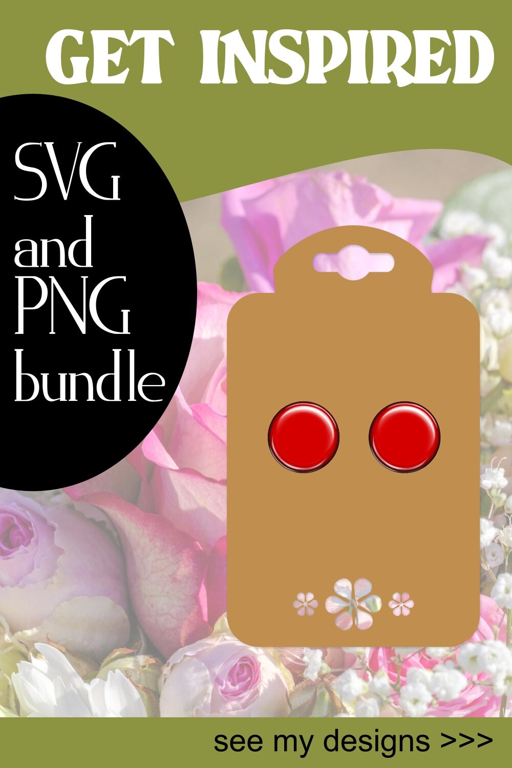 Earring Card SVG PNG Bundle 5 Flowers - Etsy