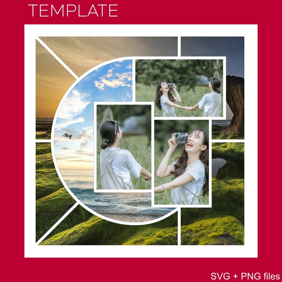 Photo collage template or digital scrapbooking layout bundle | Etsy