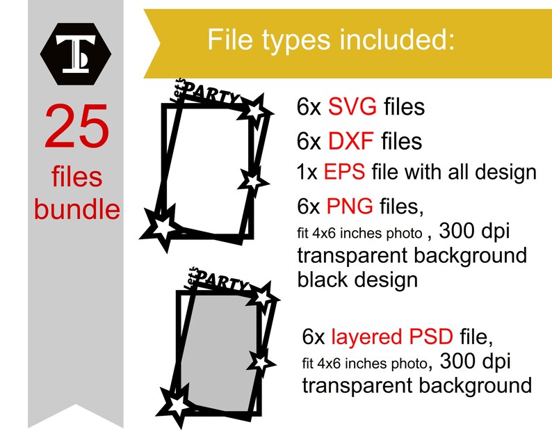 Lets Party Photo Frame Templates Scrapbook Overlays Cut | Etsy