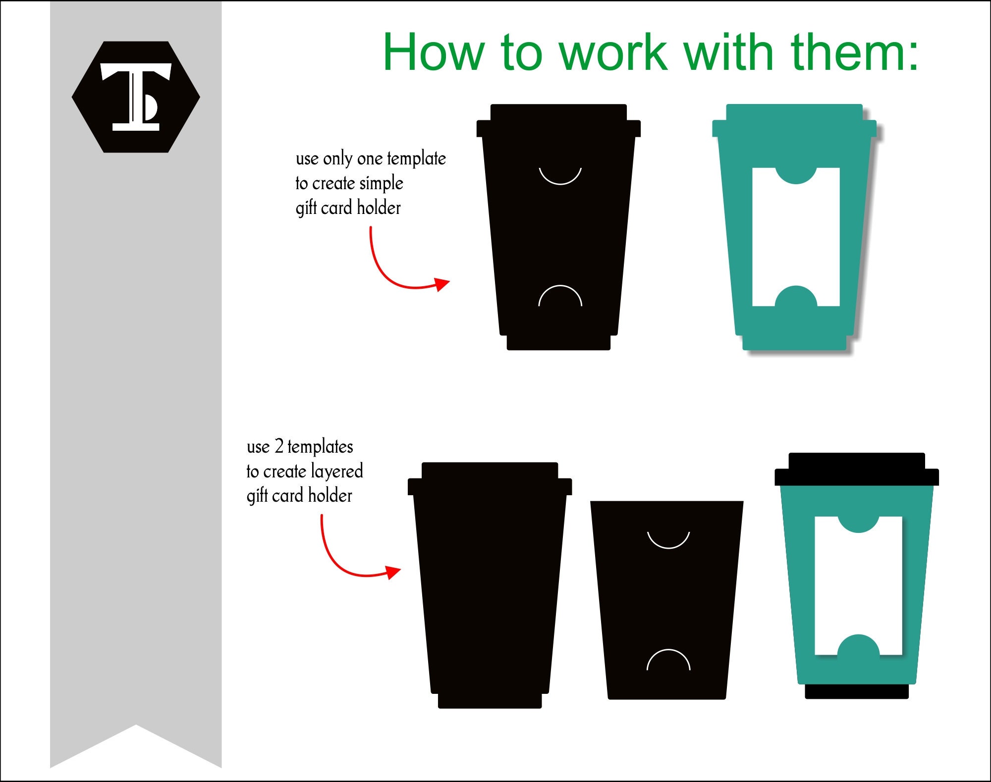 Coffee Cup Gift Card Holder SVG Template Bundle (digital Download) - Etsy