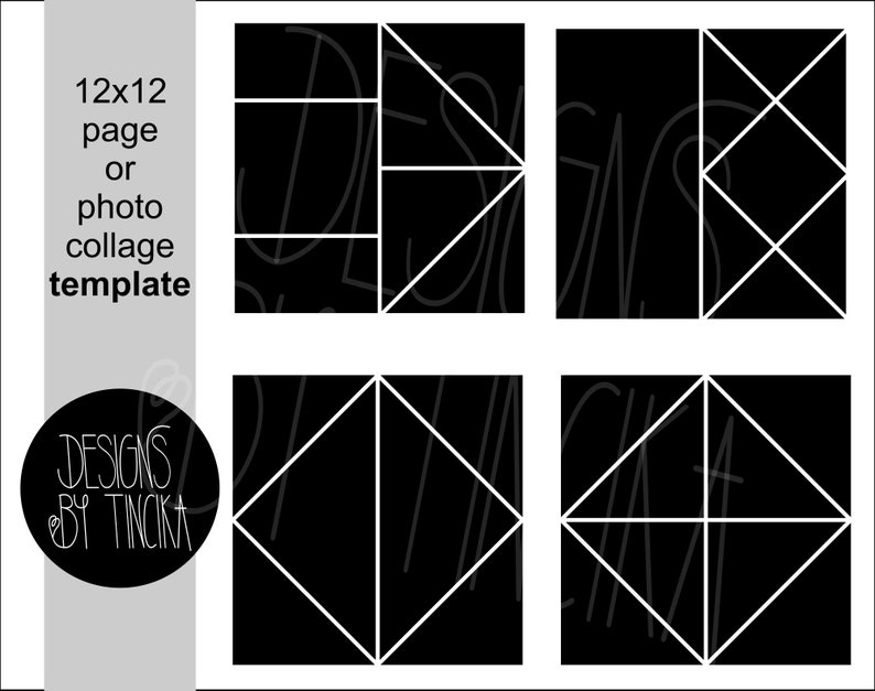 Photo Collage Template or Digital Scrapbooking Layout Bundle | Etsy