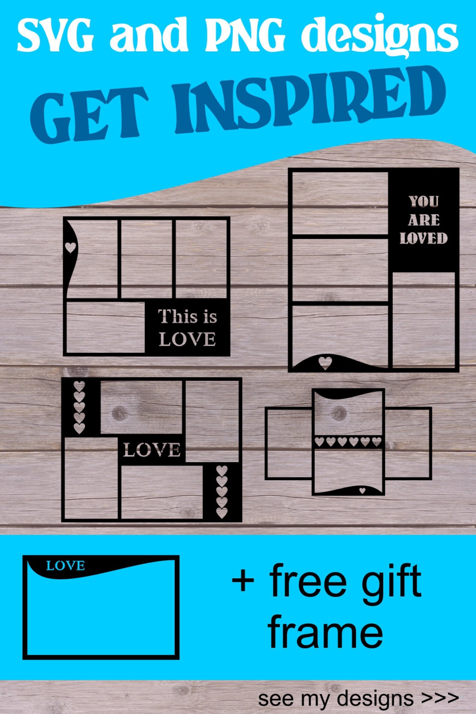 Pictures Collage Frame SVG and PNG Bundle Love. Files for - Etsy