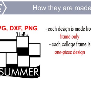 Photo Collage Template Set HELLO SUMMER, Multi-photo Picture Frames ...