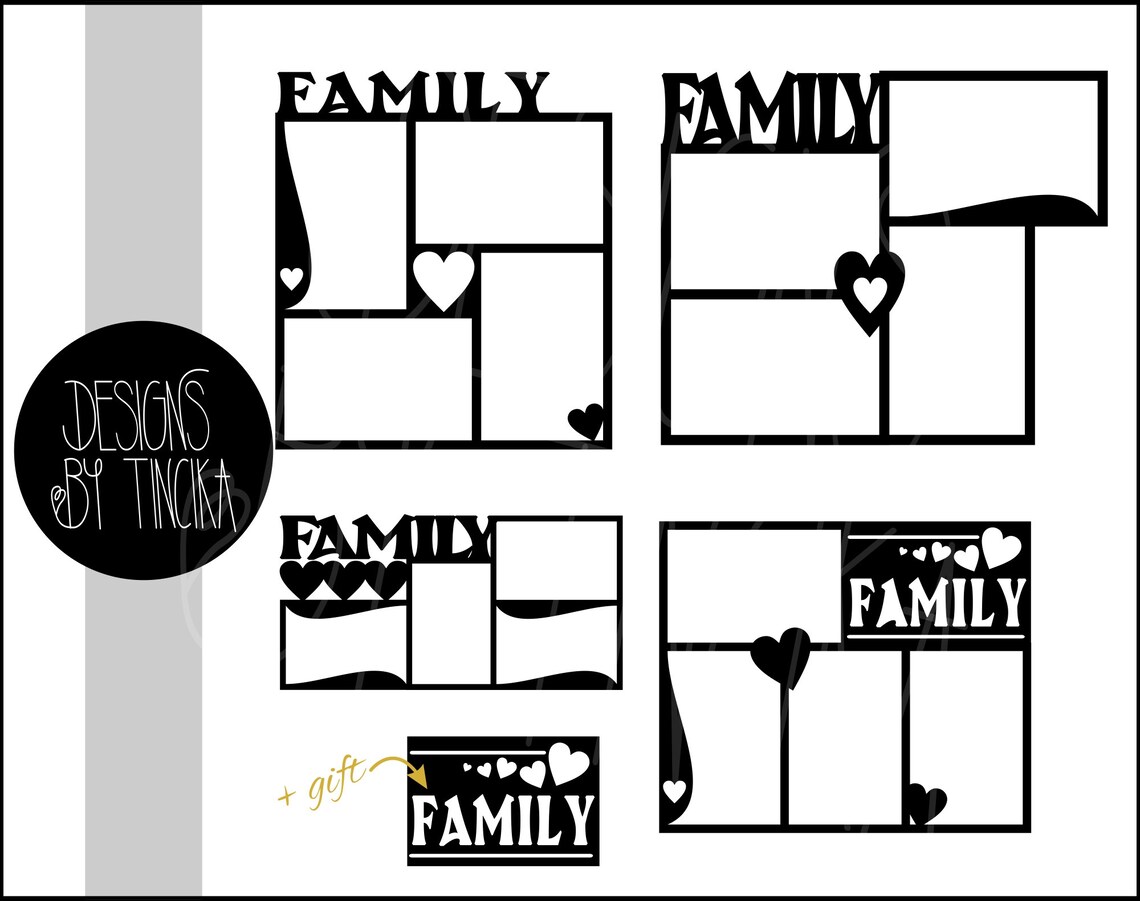 Family Pictures Collage Frame SVG. Files for Cricut and PNG | Etsy Canada