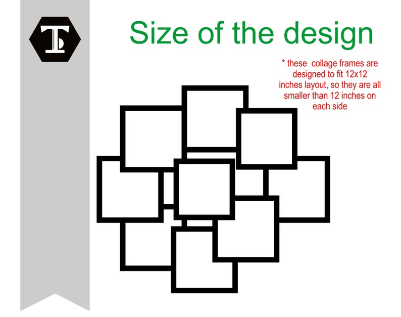 3x3 Photo Collage Frames SVG Bundle: DIY Clipart Templates (digital ...