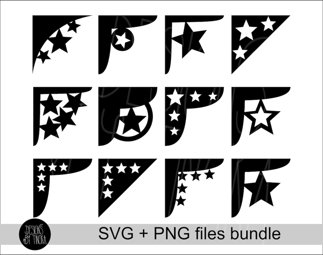 Photo Overlays Decorative Corners, SVG and PNG Bundle 3 - Stars - Etsy