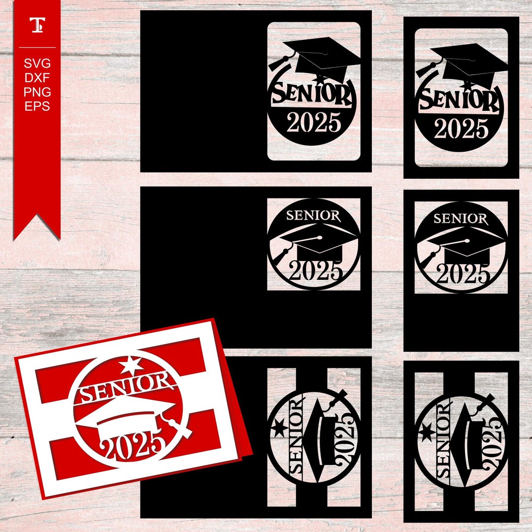 2025 Graduation Card SVG, DXF, and PNG - a Bundle of 3 Unique Designs ...