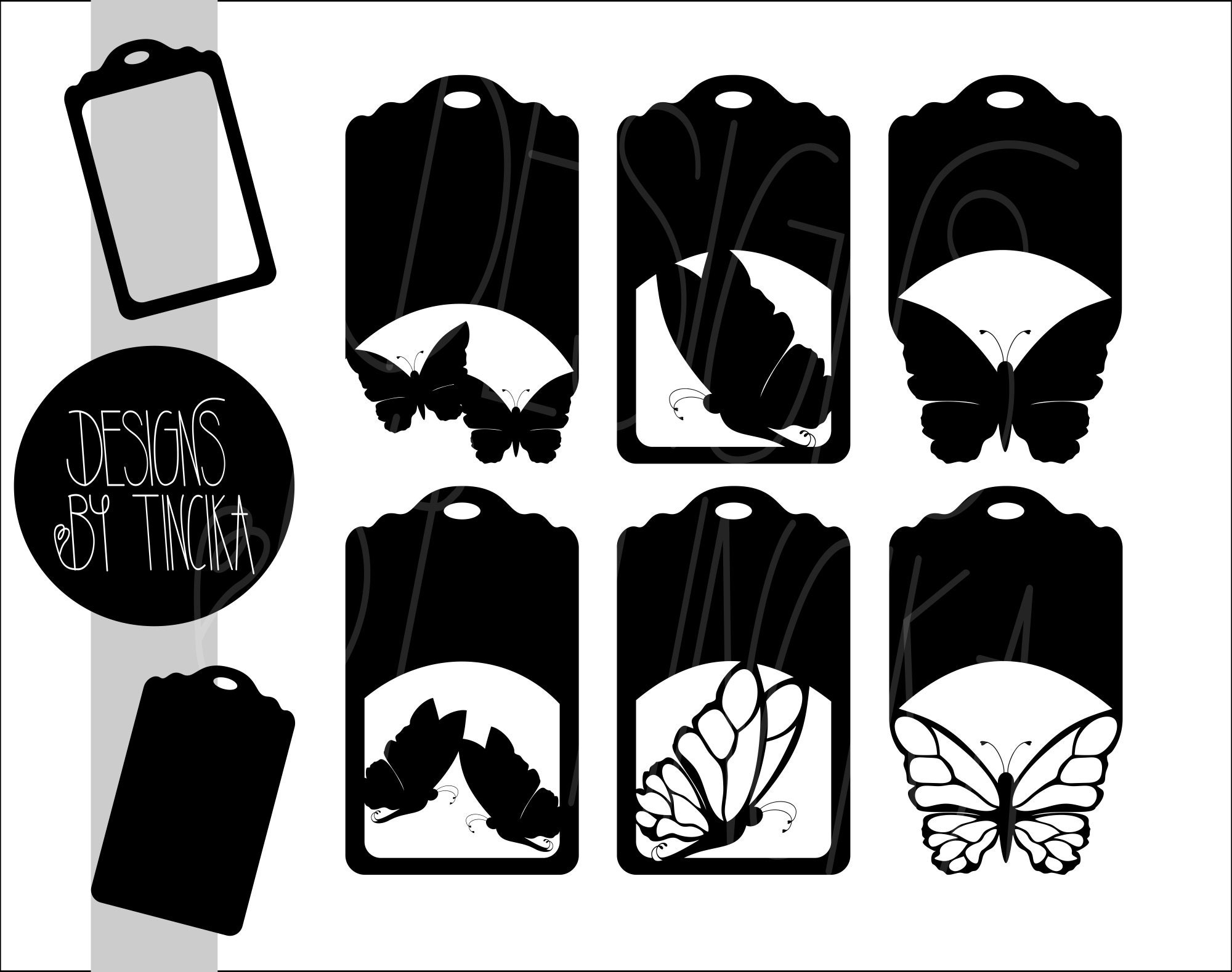 Tag SVG PNG Decorated With Butterfly. Christmas Gift Tag SVG - Etsy