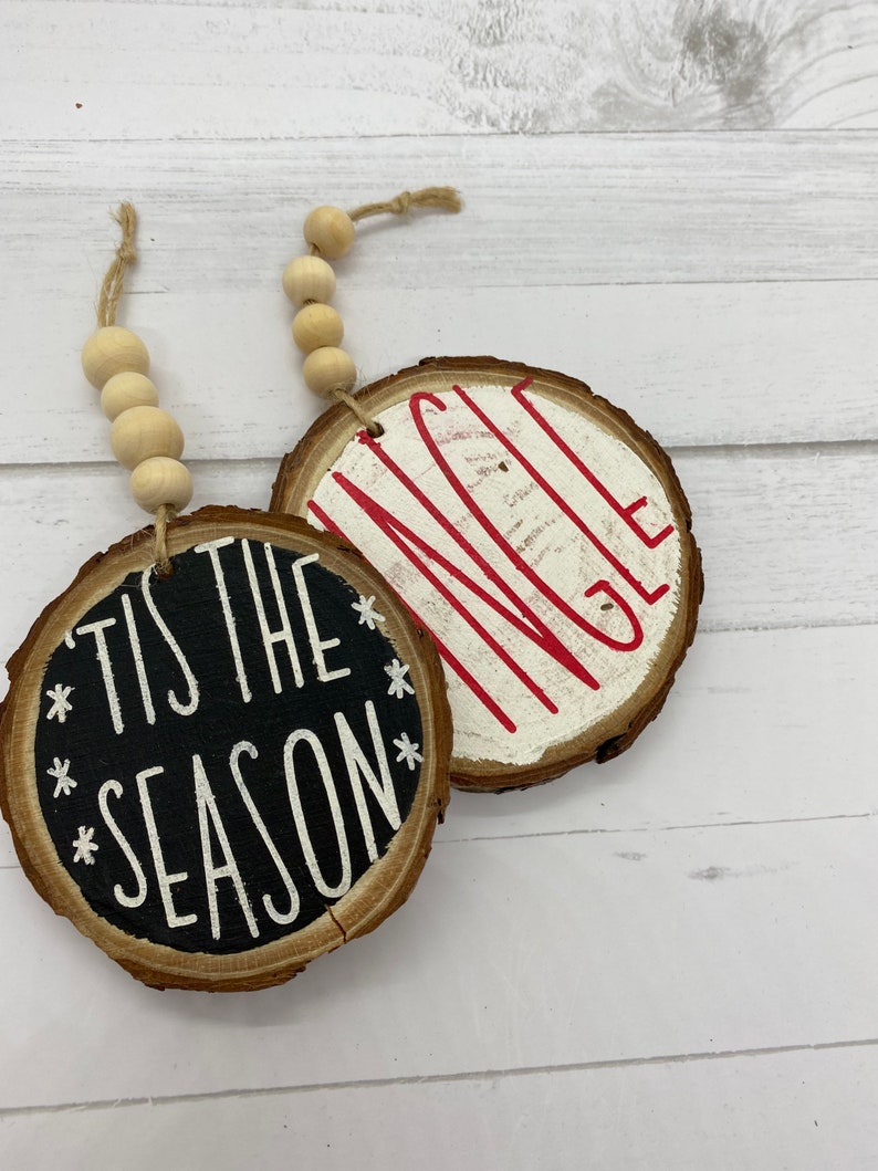 Farmhouse Wood Christmas Ornaments Wood Log Slice Ornaments - Etsy