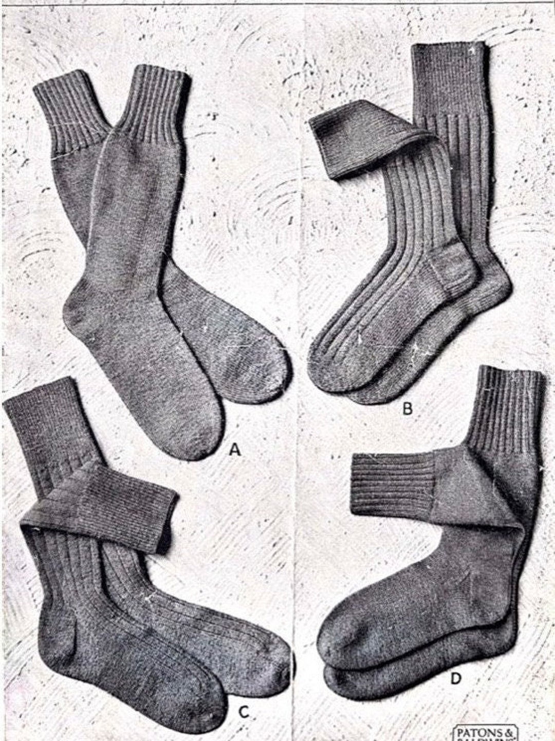 Vintage Knitting Men's Socks Pattern, PDF Instant Digital Download ...