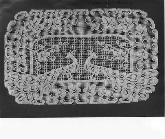 Filet Crochet Square Doily Pattern Place Mat Ornament PDF - Etsy