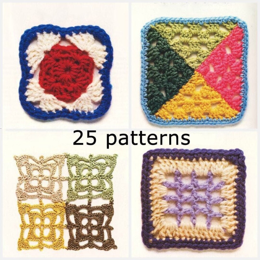 Granny Squares Book Patterns, Vintage Crochet Motifs Instructions, PDF ...