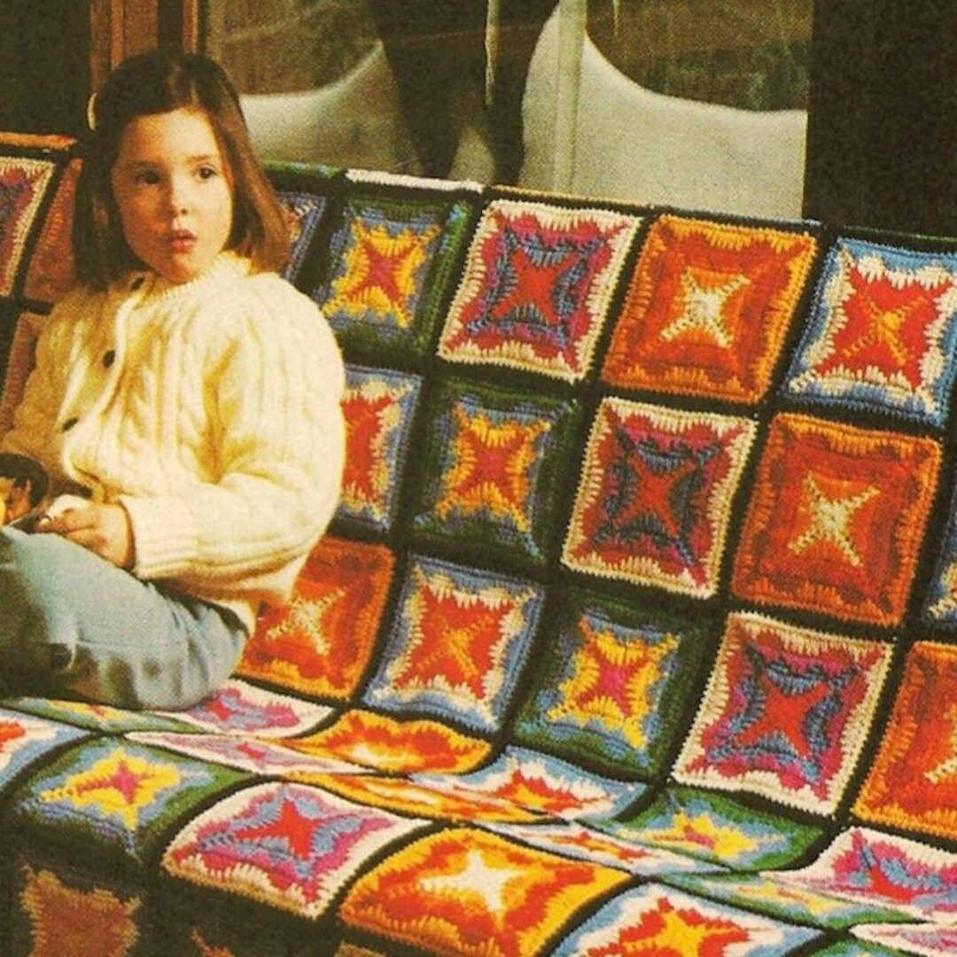 Vintage Blanket PDF Pattern, Retro Crochet Afghan Blanket Pattern, PDF ...