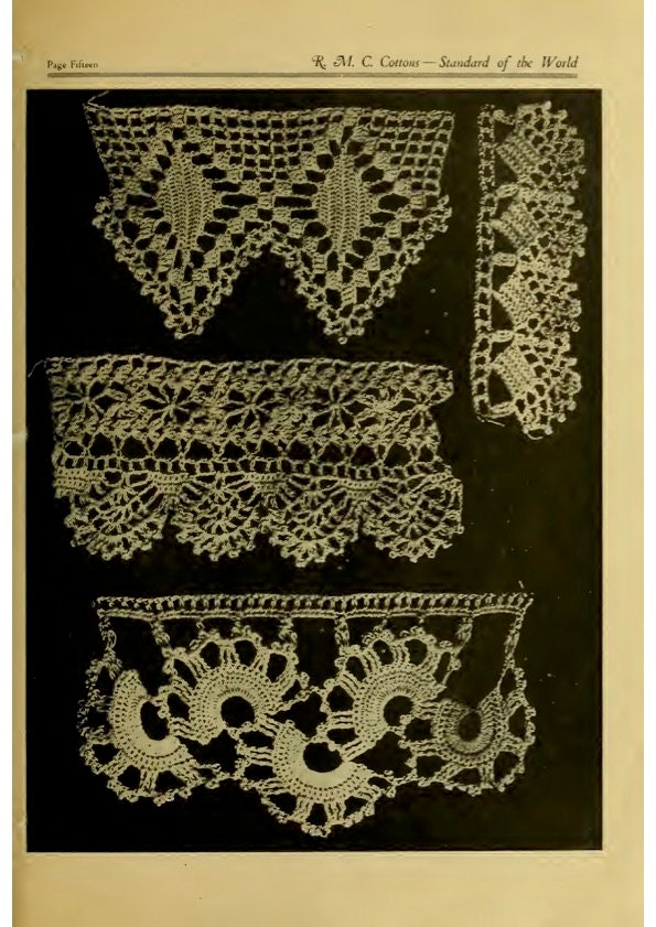 Filet Crocheted Edgings and Insertions Book 1916, Vintage PDF Pattern ...